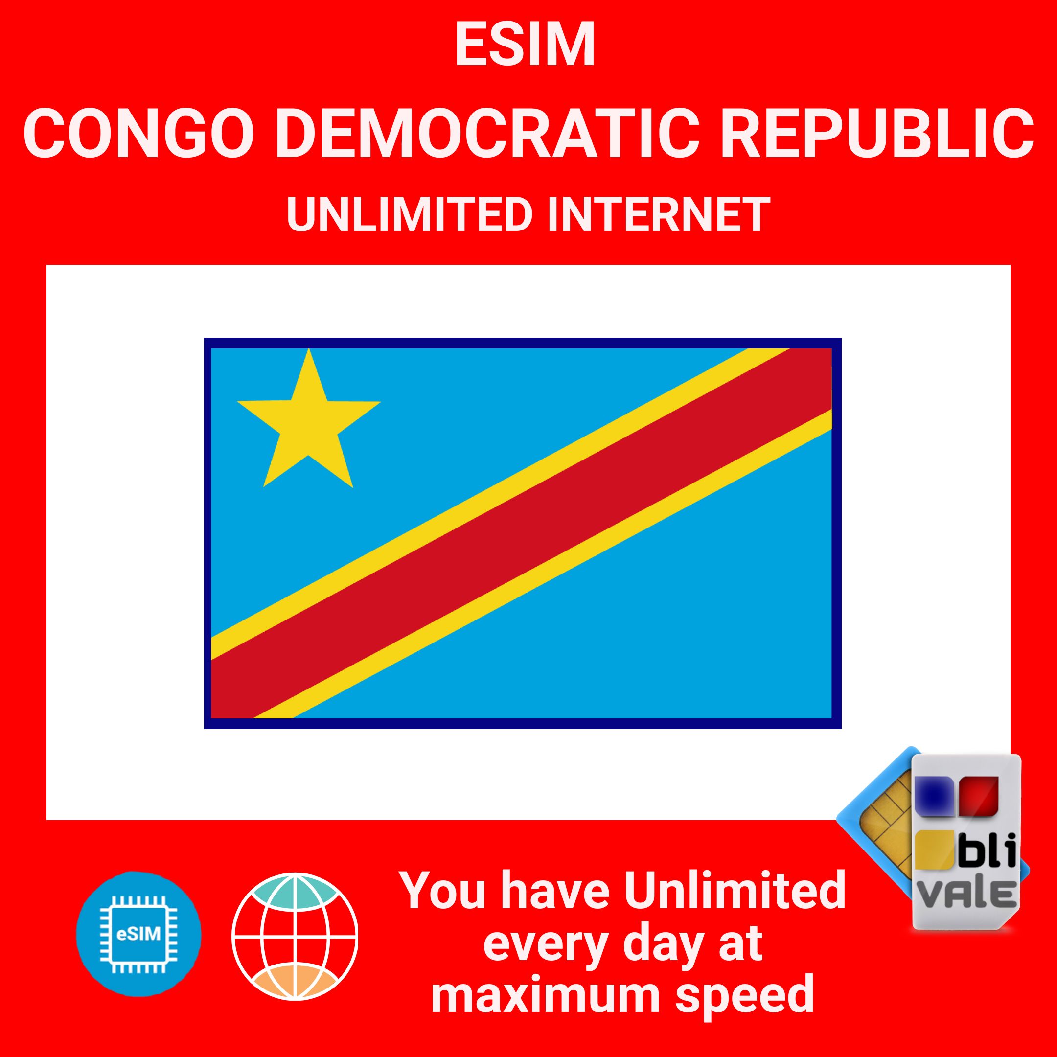 eSIM for CONGO DEMOCRATIC REPUBLIC Unlimited (CD)