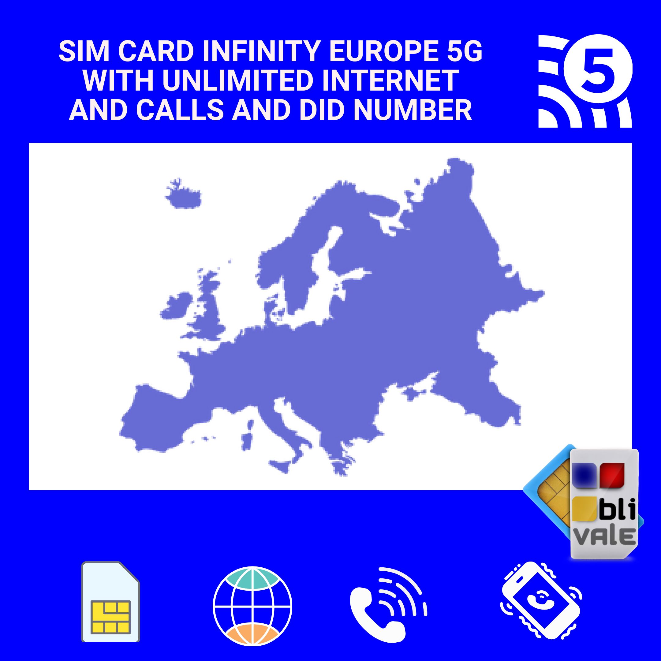 BLIVALE SIM Card Infinity Europe 5G With Unlimited Internet And Calls ...